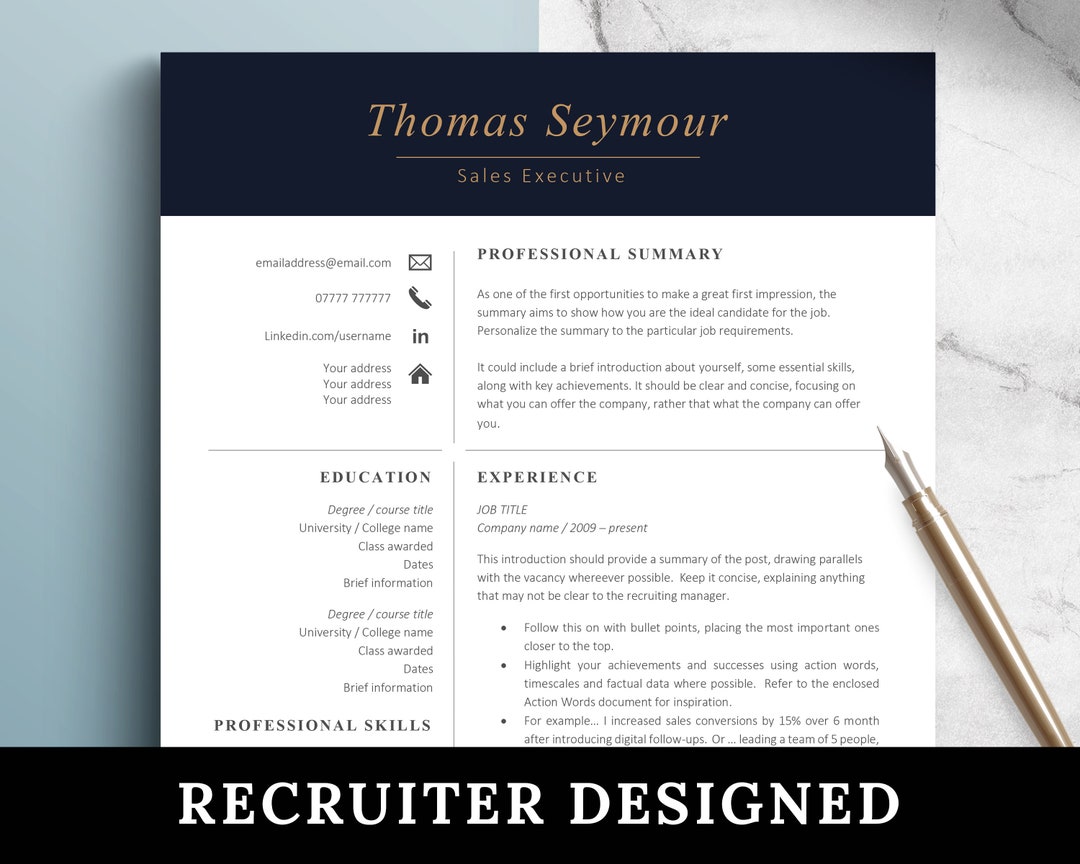 Business Executive Resume Template, Sales & Marketing Resume Template ...