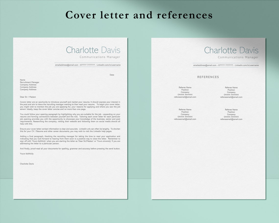CV Template Word Simple Resume Design Modern CV Template | Etsy