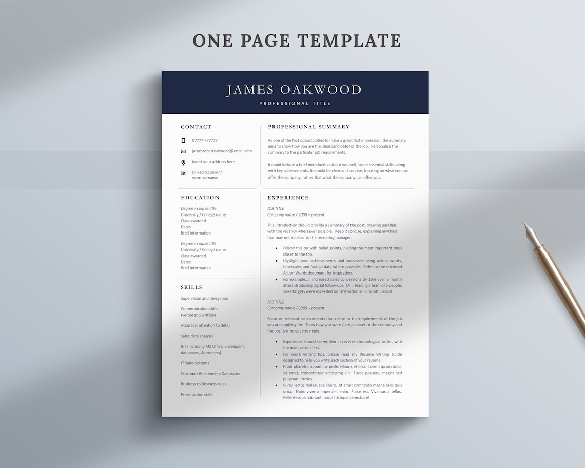 Executive Resume Template for Word Modern Professional CV - Etsy UK