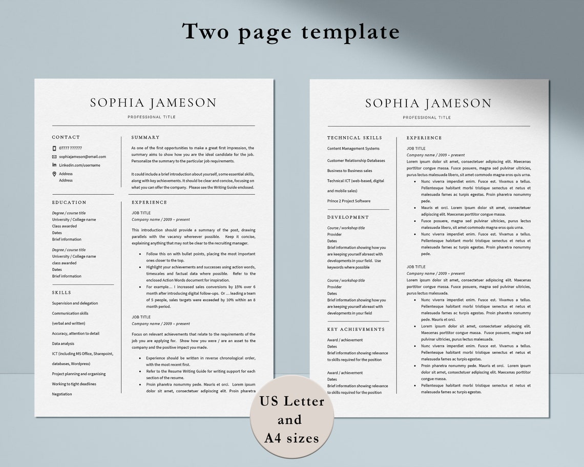 CV Template for Word Resume Template for Word Curriculum Vitae Modern ...