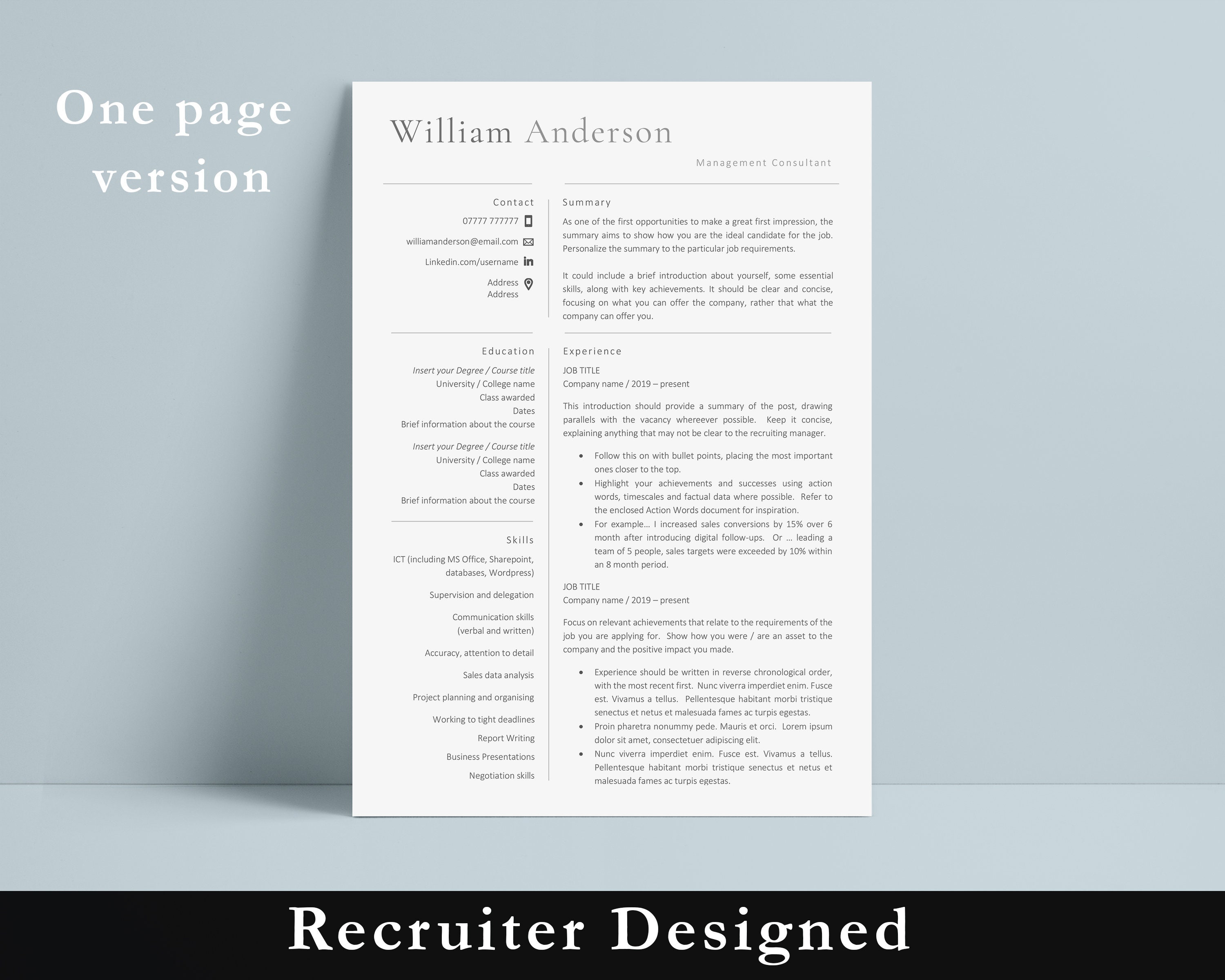 Cv Template Word, Resume Word, Cv Word, CV Template, CV Template Modern ...
