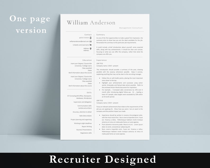 Professional Executive Resume Template, Modern Resume Template for Word ...