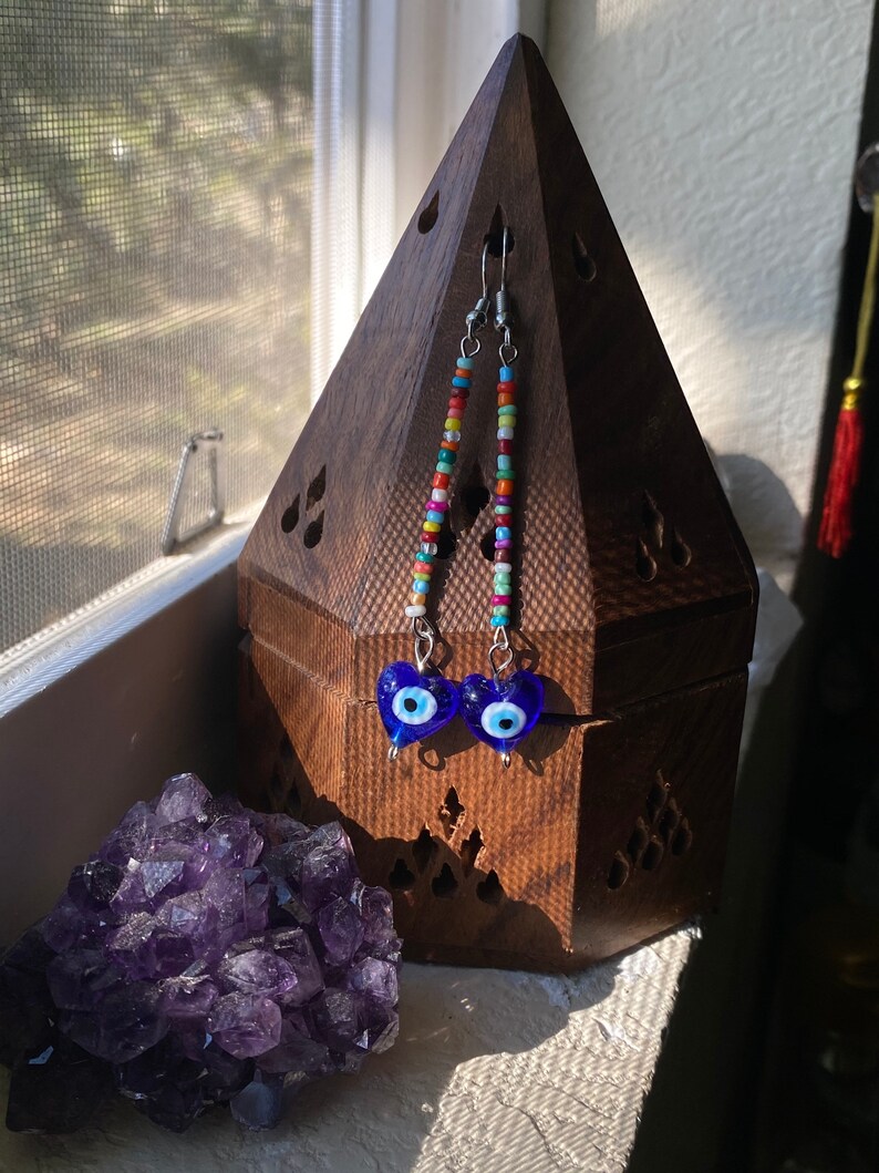 Rainbow Evil Eye Dangles - Etsy