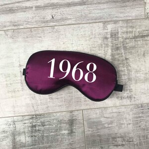 Any Birth Year Birthday Personalised Luxury Eye Mask Satin Padded Soft ...