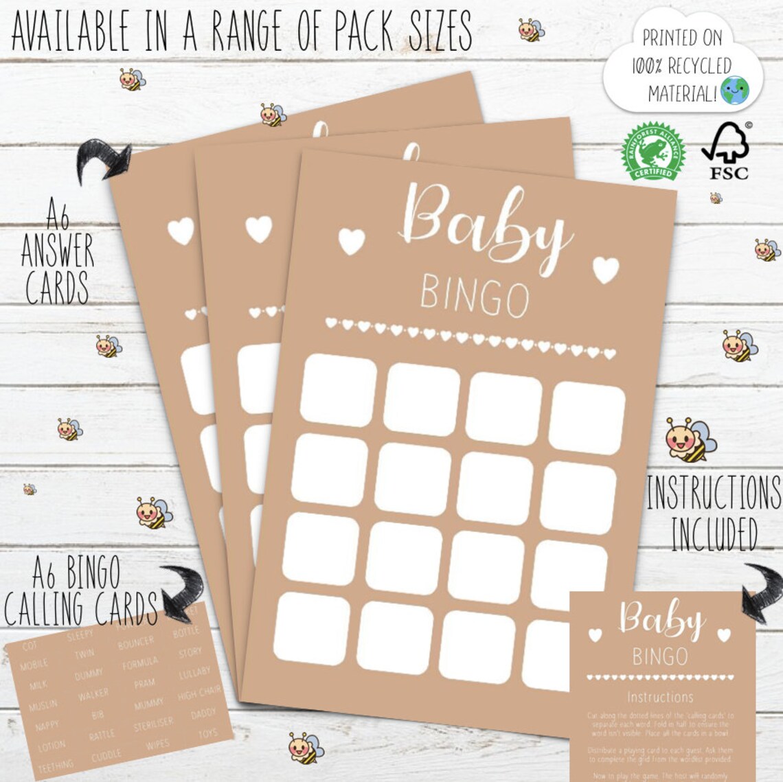 5 Game Party Pack Baby Shower Multipack Bundle 10 Player | Etsy UK