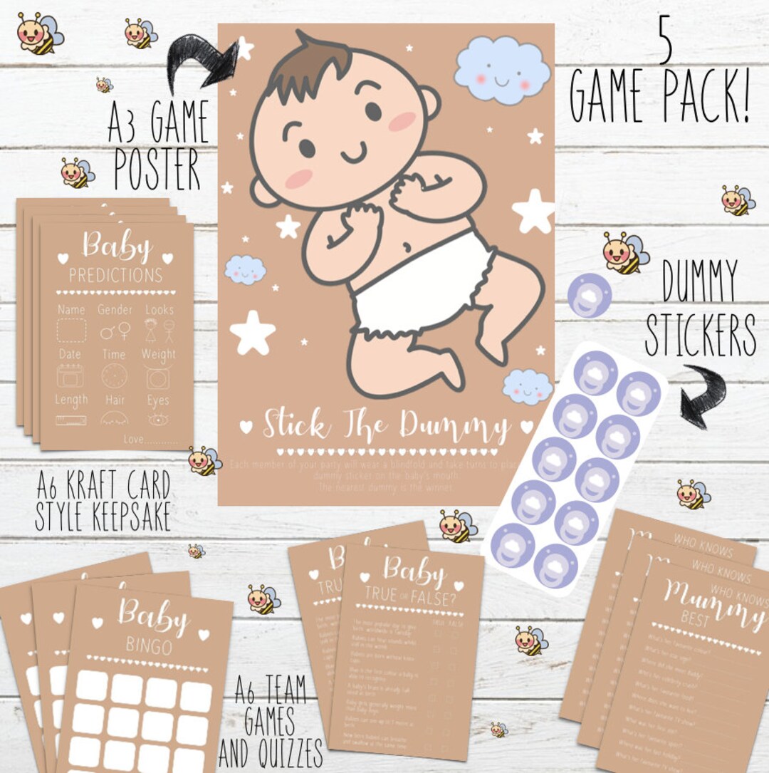5 Game Party Pack Baby Shower Multipack Bundle Multi-listing - Etsy