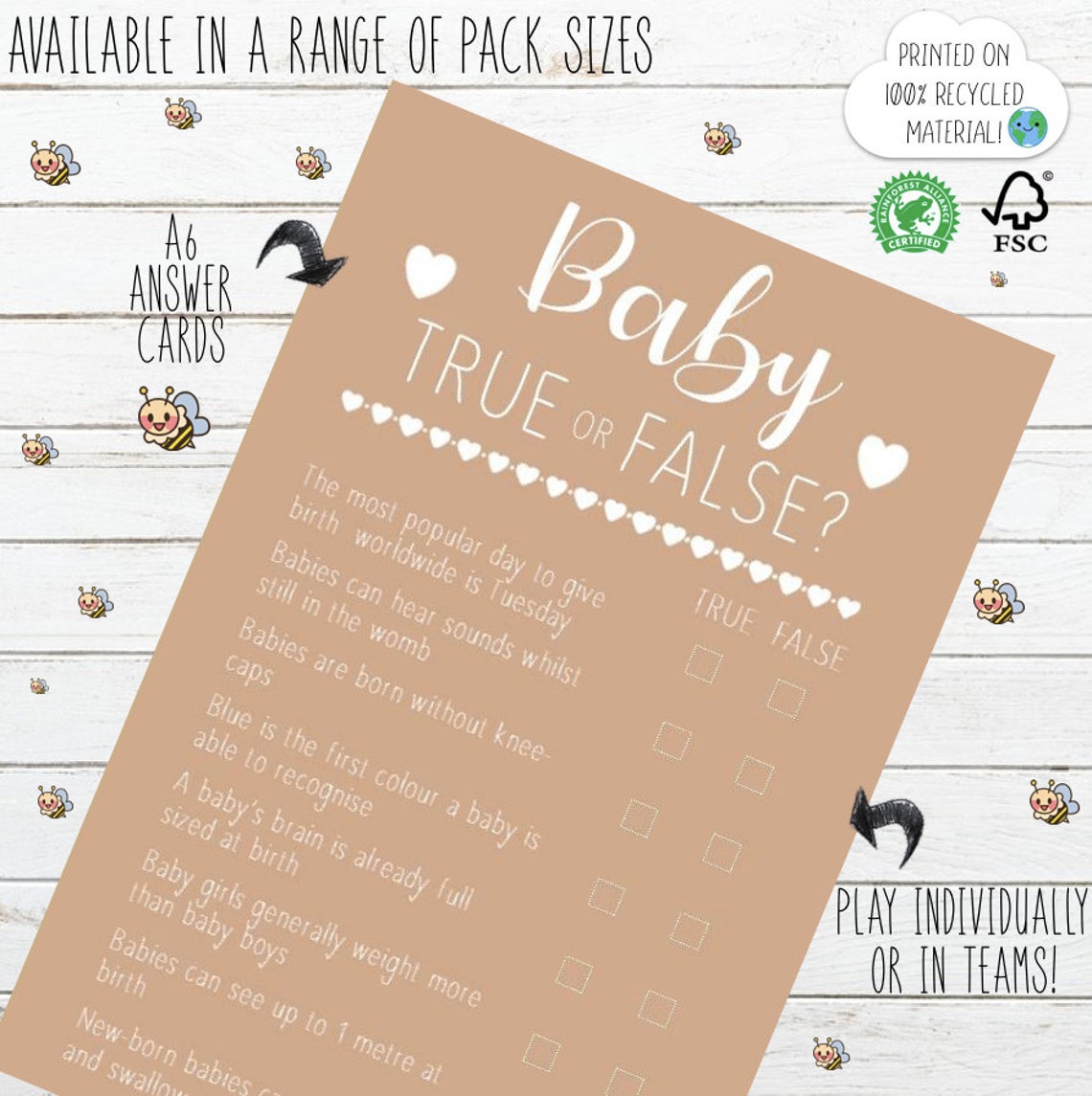 5 Game Party Pack Baby Shower Multipack Bundle 10 Player - Etsy UK