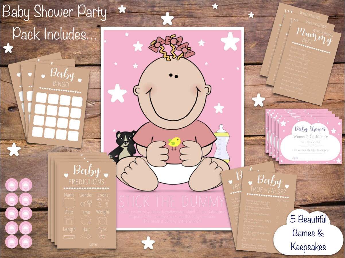 5 Game Party Pack Baby Shower Multipack Bundle Multi-listing - Etsy