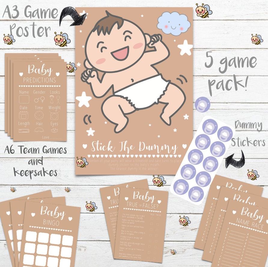 5 Game Party Pack Baby Shower Multipack Bundle 10 Player - Etsy UK