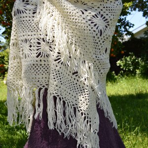 Angora Crocheted Hand Made Knitted off White Lurex Scarf Shawl Summer ...
