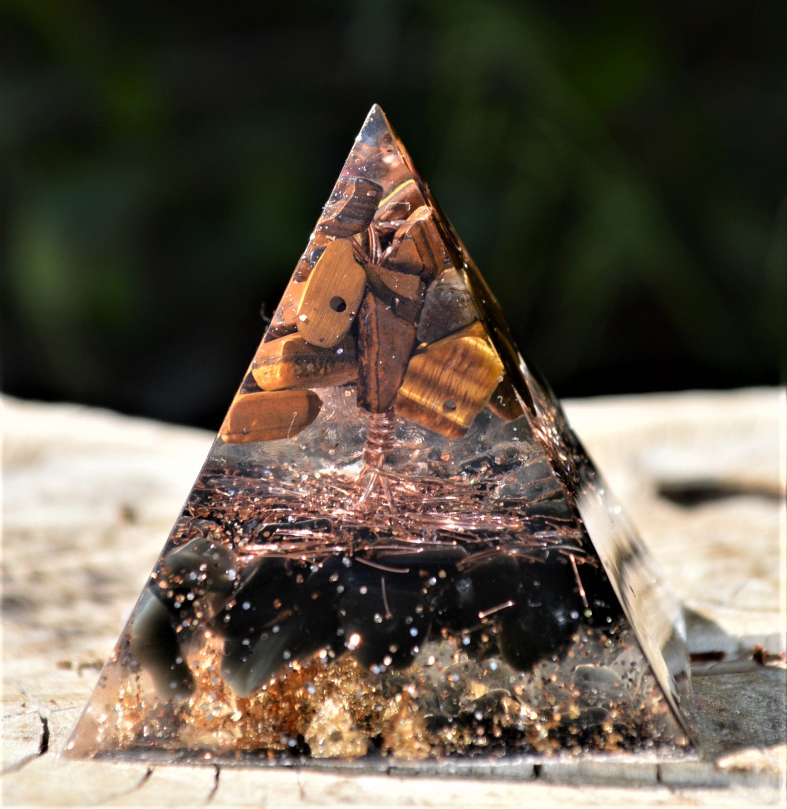 Tree of Life Orgone Pyramid EMF Protection Orgonite Epoxy | Etsy