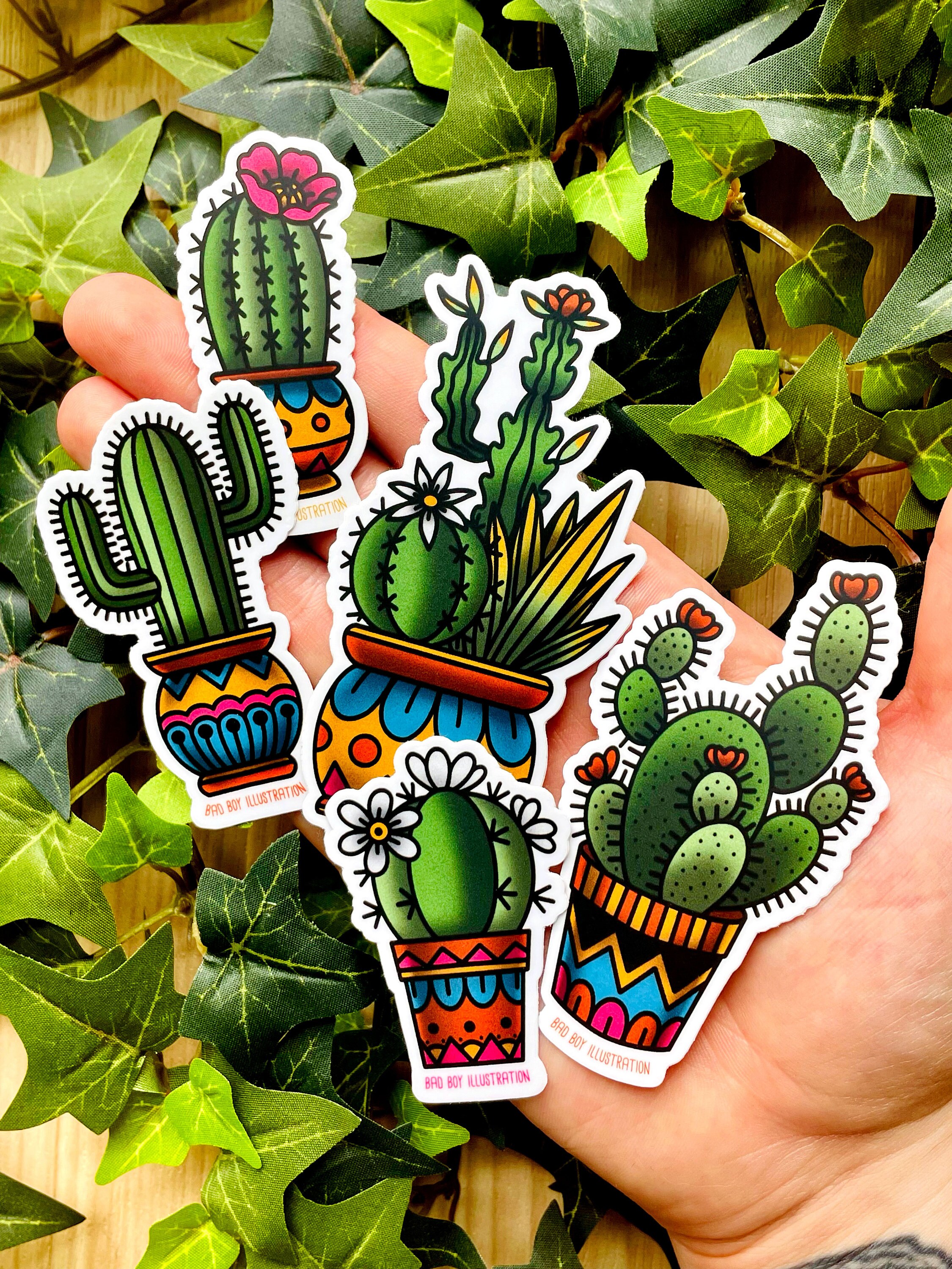 Traditional Cactus Tattoo Flash