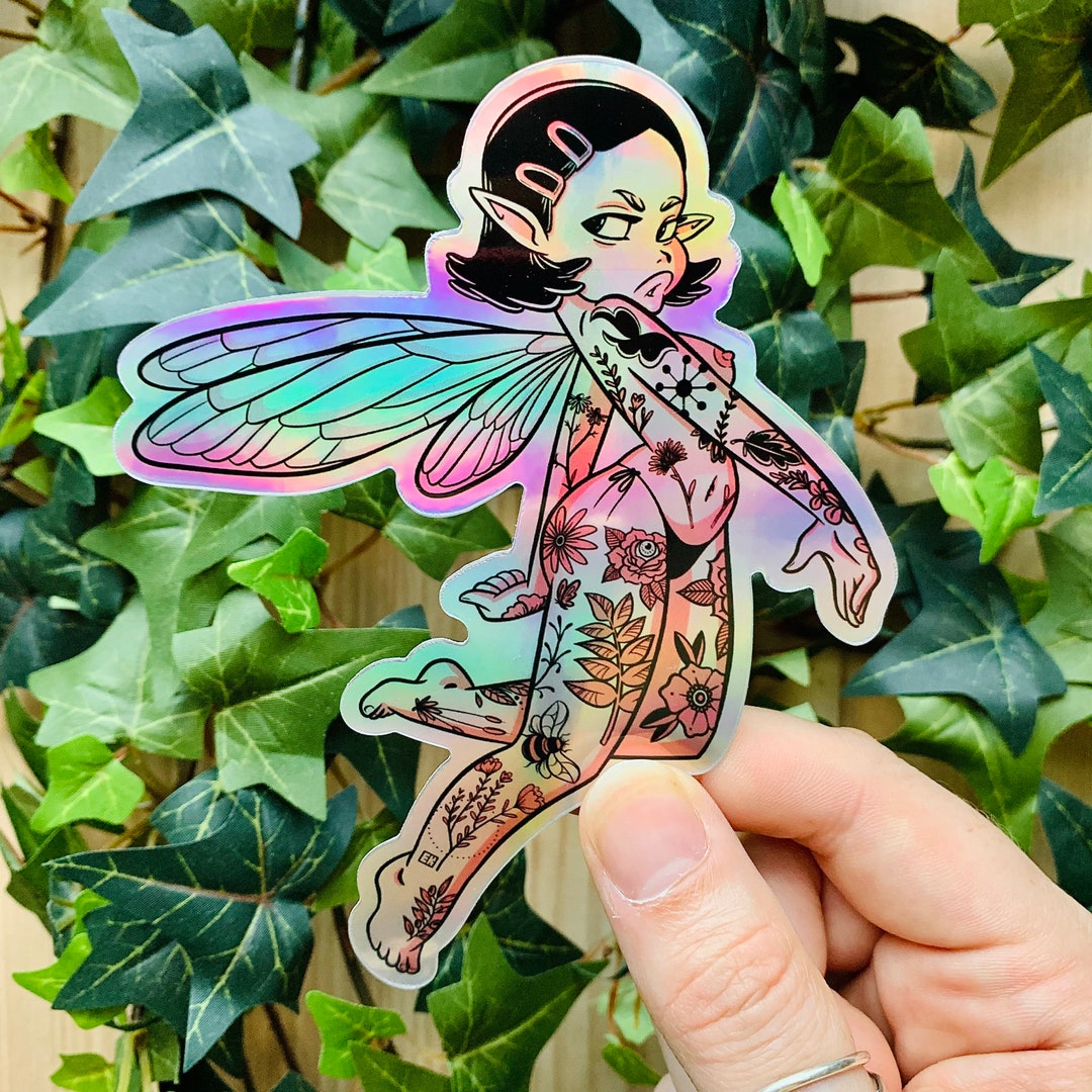 Tatted Pixie | Holographic 3" or 5” Vinyl Sticker - Etsy
