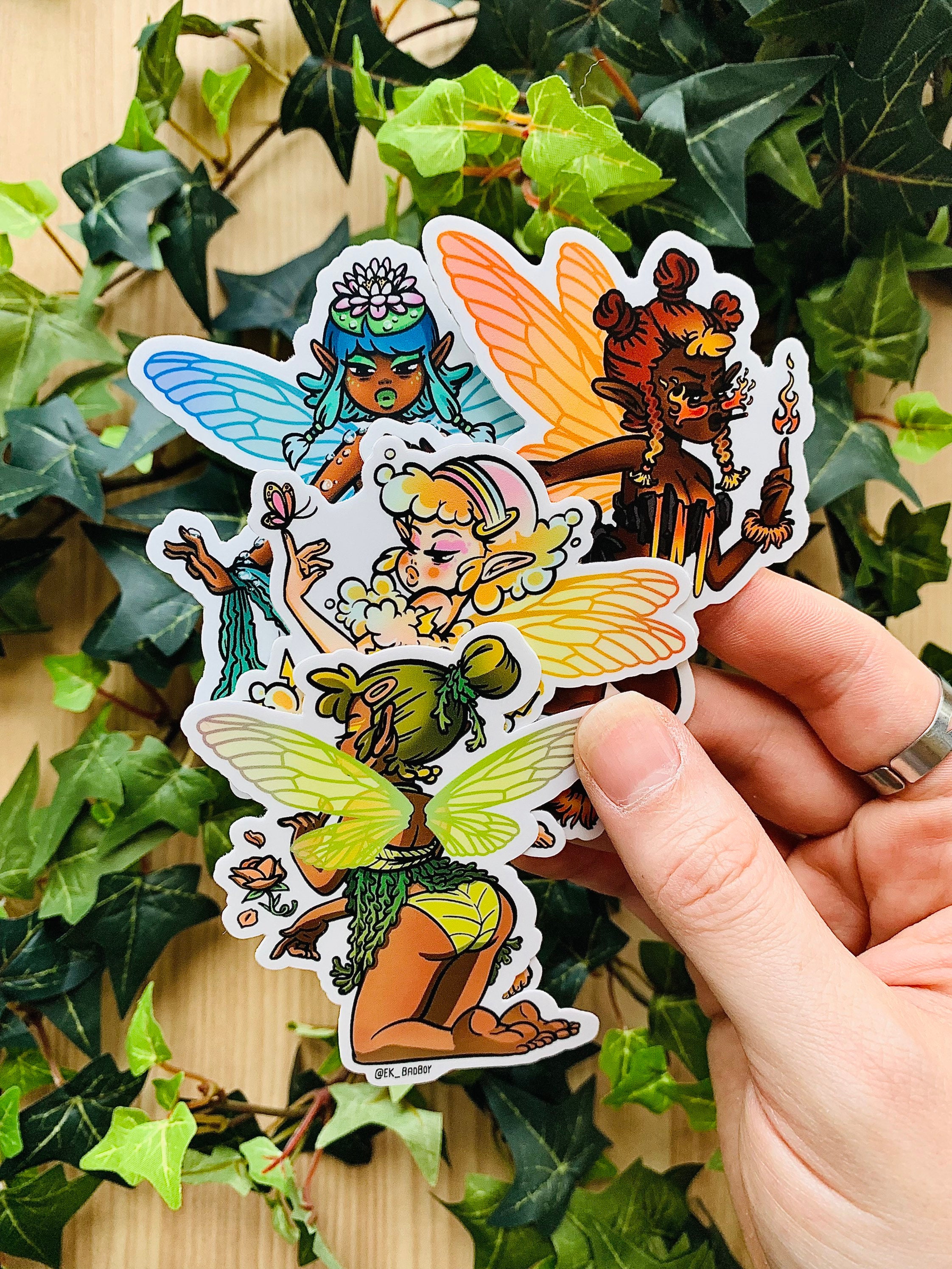 Elemental Pixies Vinyl Sticker Pack of 4 - Etsy