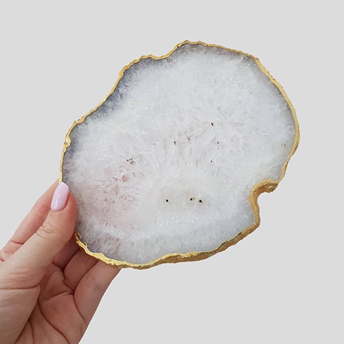 White Salt Agate Coasters Set of 2 - Etsy