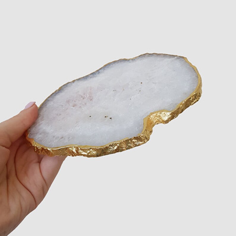 White Salt Agate Coasters Set of 2 - Etsy