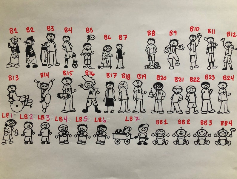 Custom Family Girls & Boys Vinyl Decal (over 100+ Characters to Choose ...