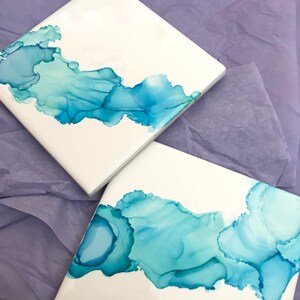 Handmade Alcohol Ink Tile Coaster Sets Housewarming Gift Home Decor ...