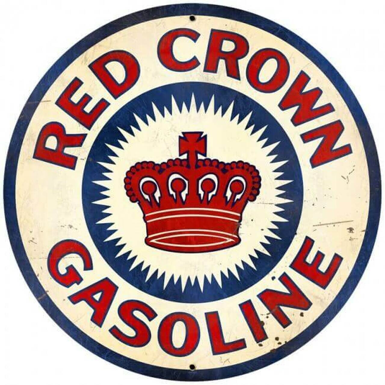Retro Red Crown Gasoline Round Metal Sign 28 X 28 Inches - Etsy