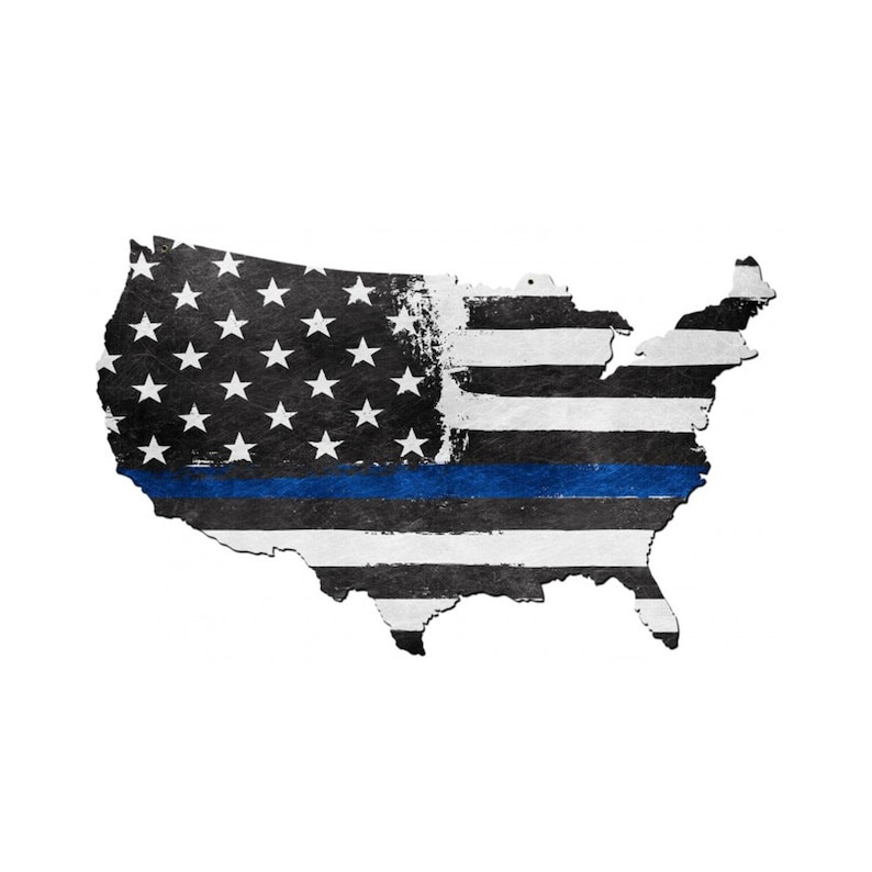 USA Map Thin Blue Line Metal Sign 35 X 21 Inches - Etsy