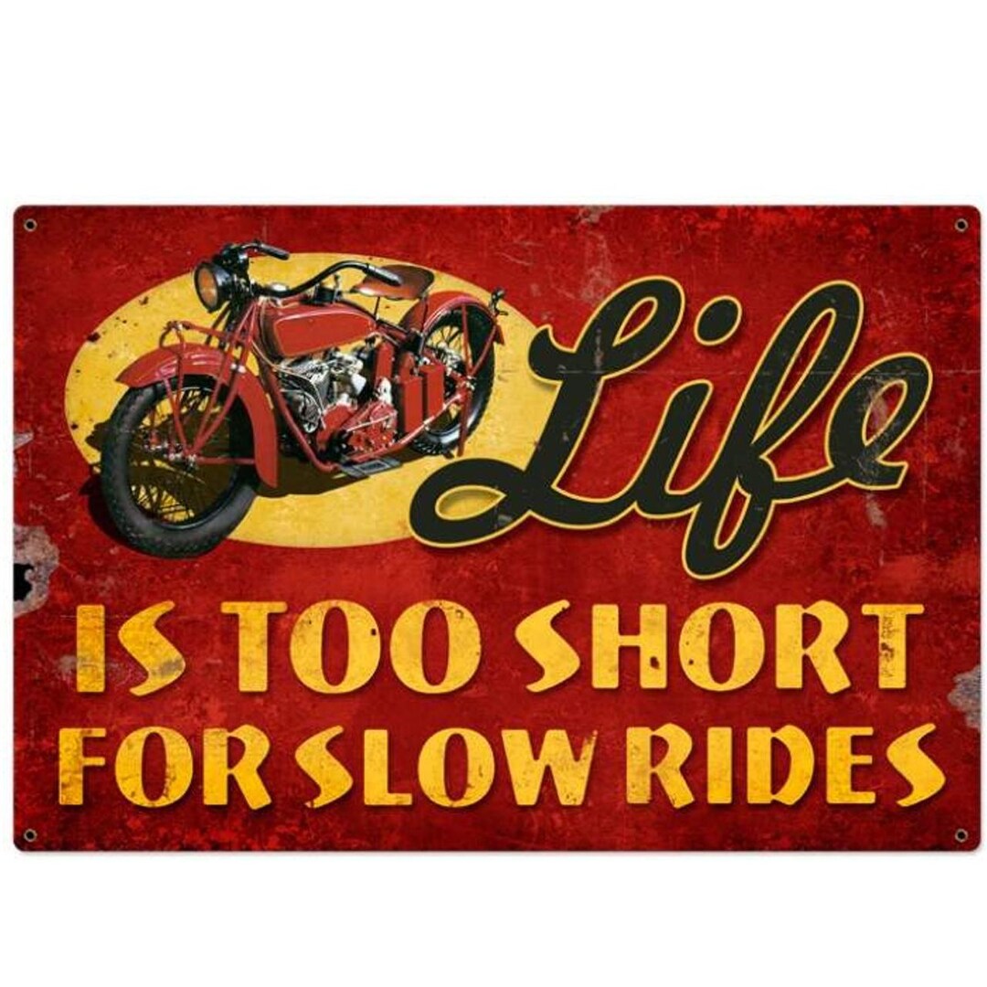 Retro Life is Too Short Motorcycle Metal Sign 36 X 24 Inches - Etsy