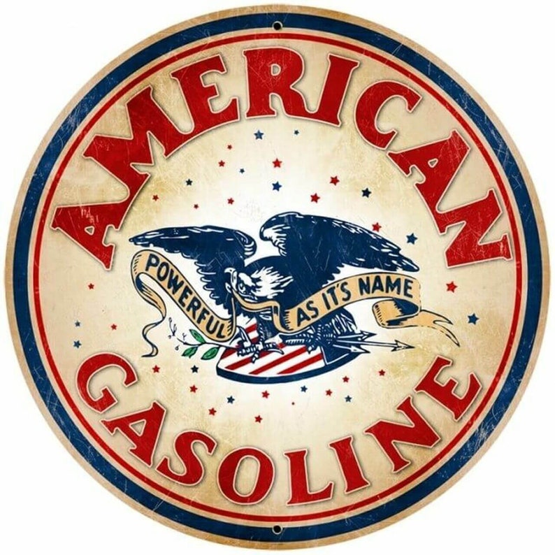 American Gasoline Round Metal Sign 28 X 28 Inches - Etsy