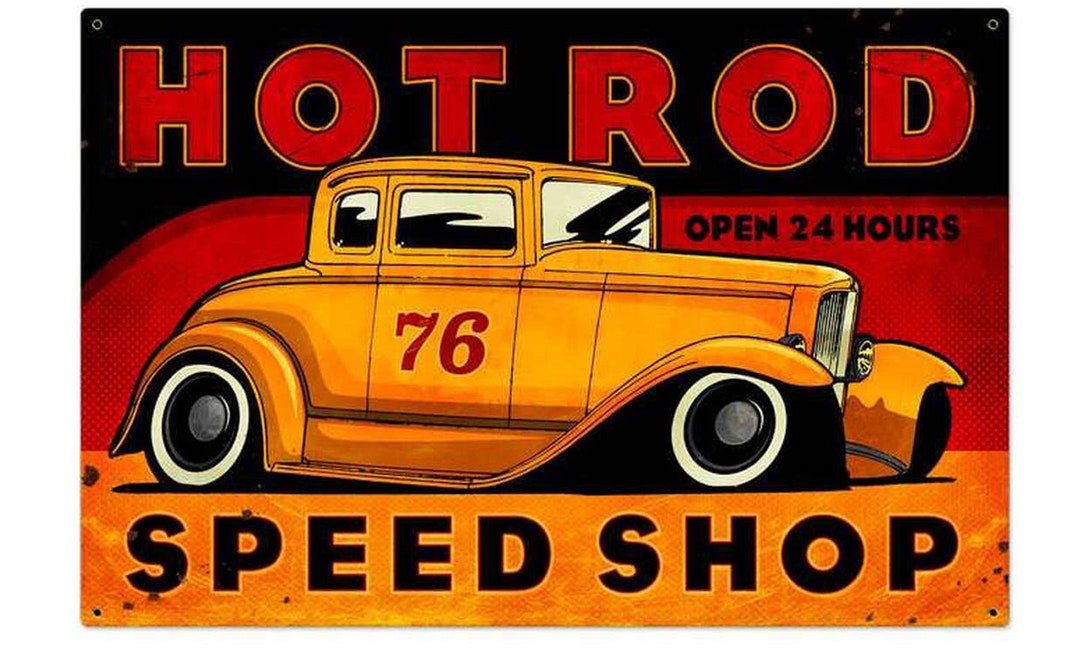 Retro Hot Rod Speed Shop Metal Sign 36 X 24 Inches - Etsy