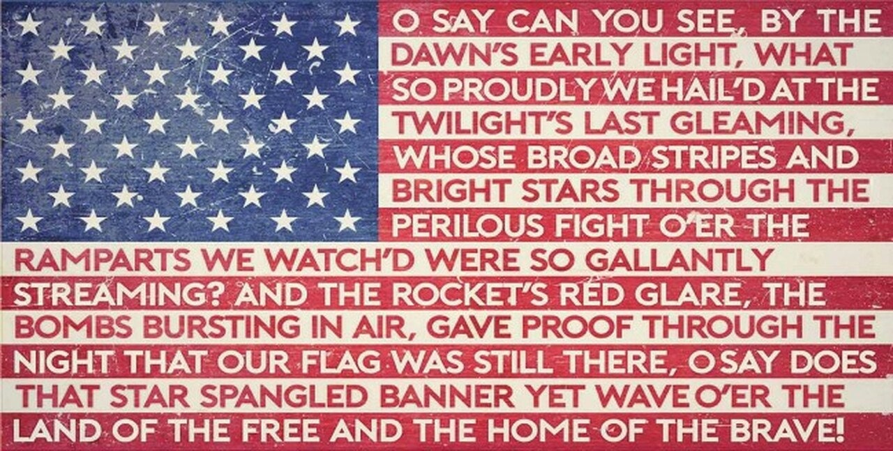 American Flag Star Spangled Banner Lyrics Metal Sign 24 X 12 Inches - Etsy