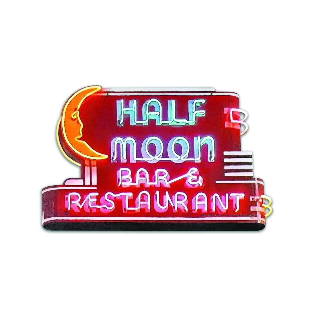 Half Moon Bar Neon Style CUT-OUT Custom Shape Metal Sign 28 X 18 Inches ...