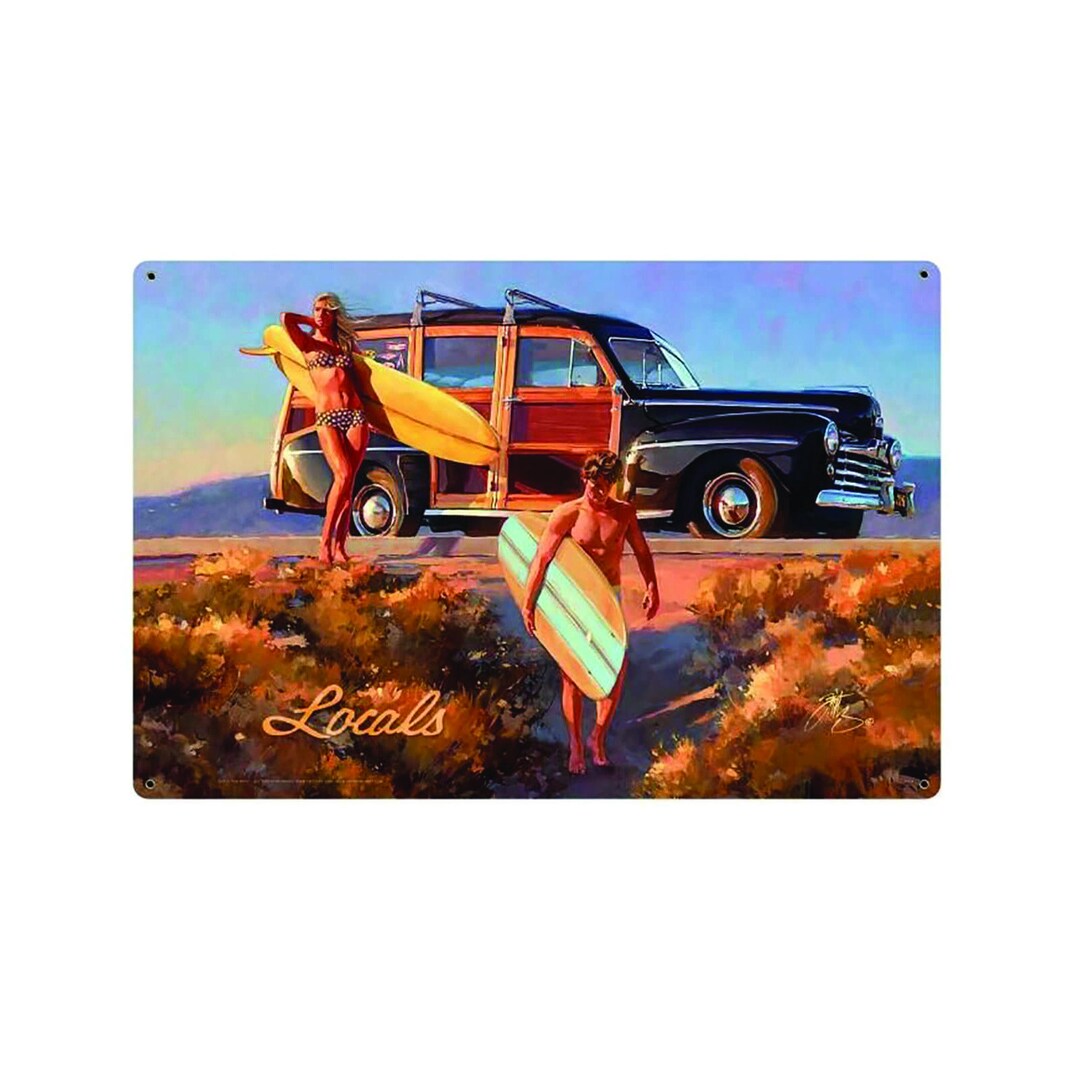 Locals Surfing Metal Sign 36 X 24 Inches - Etsy