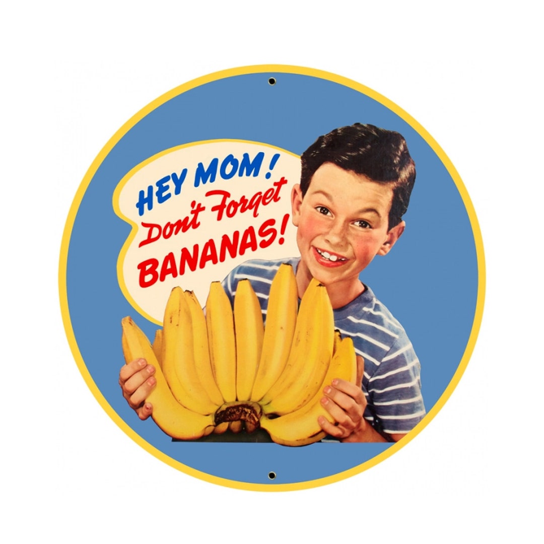Retro Bananas Round Metal Sign 28 X 28 Inches - Etsy