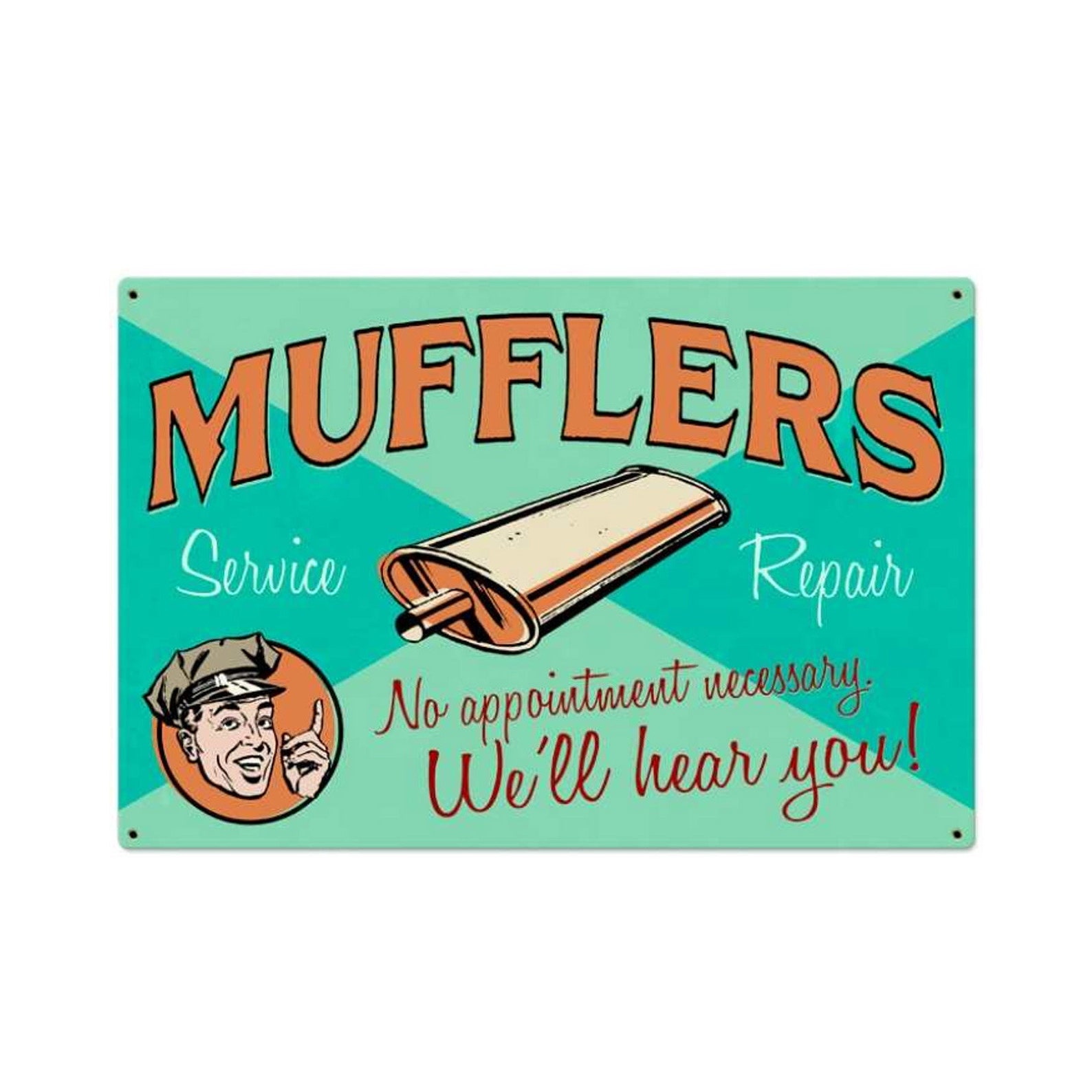 Retro Muffler Service Metal Sign 36 X 24 Inches - Etsy