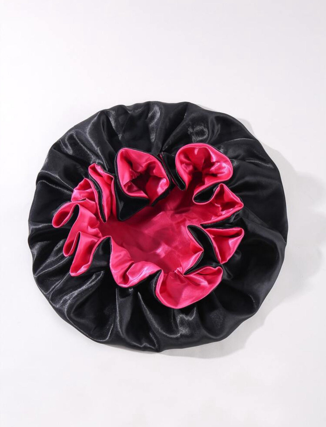 Reversable Satin Sleep Hair Bonnet in Black and Pink - Etsy
