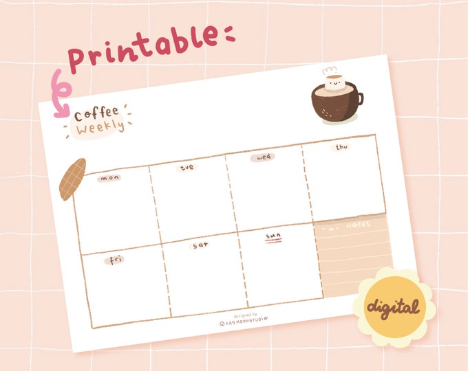 Weekly Coffee Planner Printable Cute Printable Cute Planner - Etsy