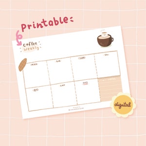 Weekly Coffee Planner Printable, Cute Printable, Cute Planner, Cute ...