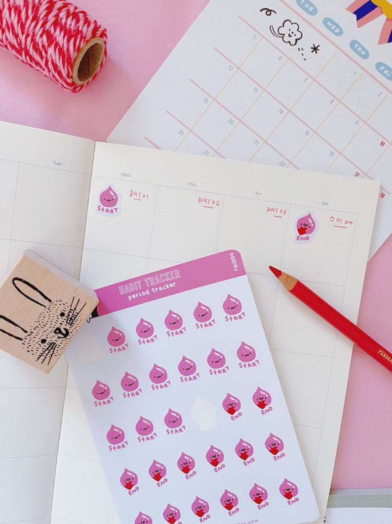 Period Tracker Sticker Sheet,cute Planner Stickers,cute Sticker Sheet ...