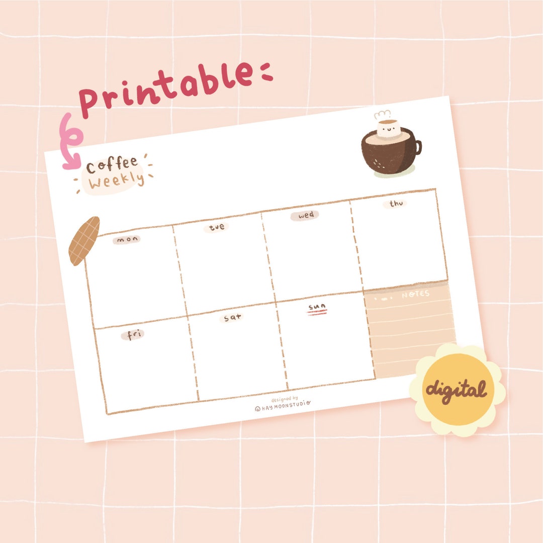 Weekly Coffee Planner Printable, Cute Printable, Cute Planner, Cute ...