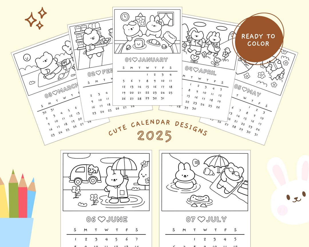 Coloring Calendar 2025, Monthly Coloring Pages, Adult Coloring Pages ...