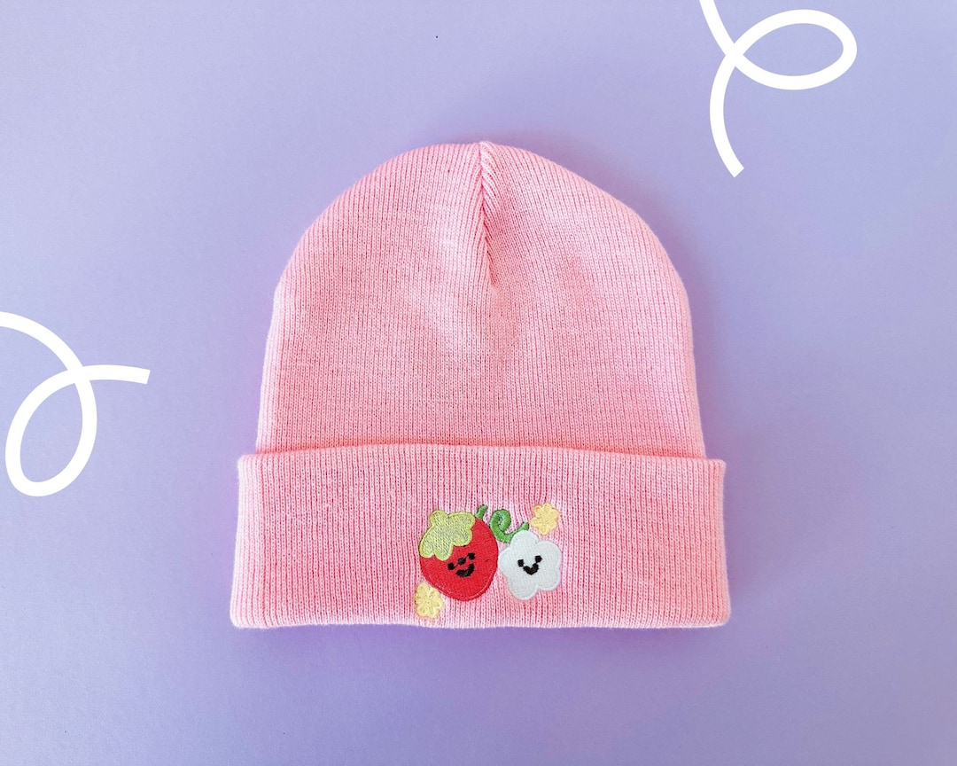Cute Strawberry Beanie, Aesthetic Beanie, Cozy Cute Beanie, Cute Beanie ...