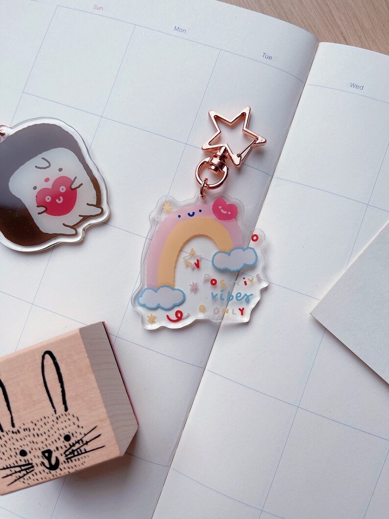 Kawaii Rainbow Acrylic Keychain Cute Acrylic Keychains Cute - Etsy