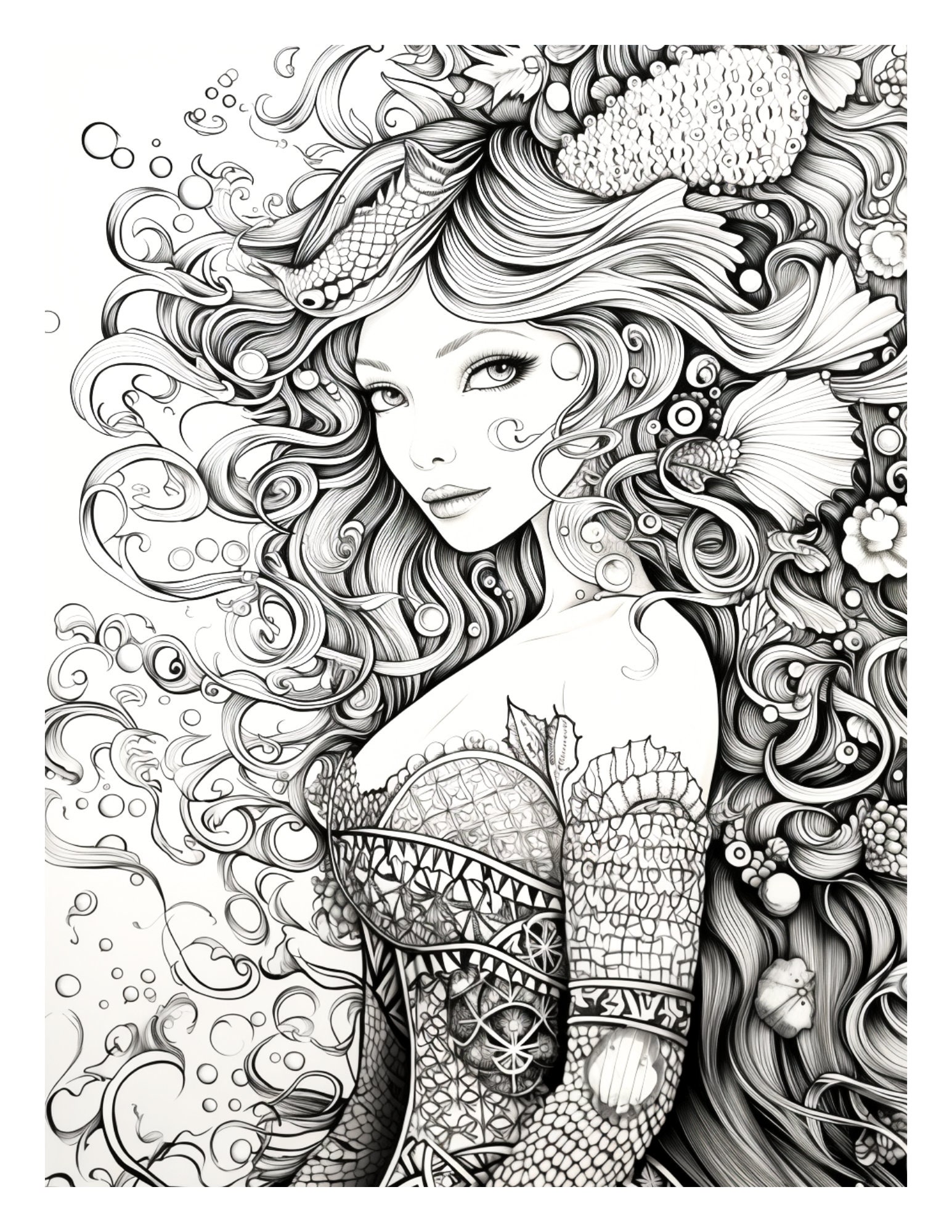 Mermaids Vol. 1 Coloring Book for Kids and Adults Fun and Exotic ...