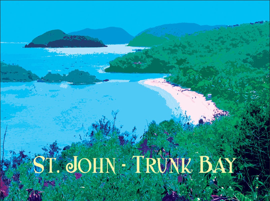 St. John - Trunk Bay | Travel Poster | Print & Shipped | One of a Kind ...