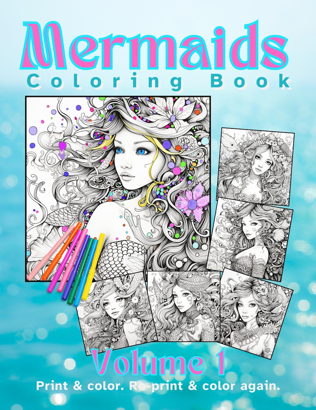 Mermaids Vol. 1 Coloring Book for Kids and Adults Fun and Exotic ...
