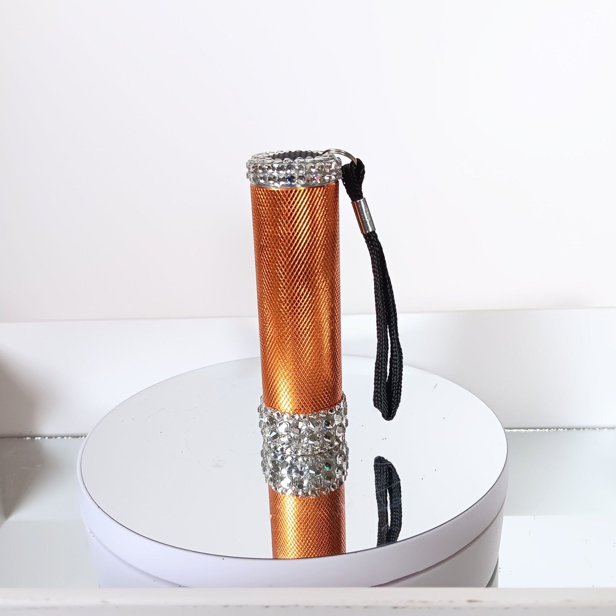 Clear Crystal Rhinestone Orange Mini LED Flashlight - Etsy