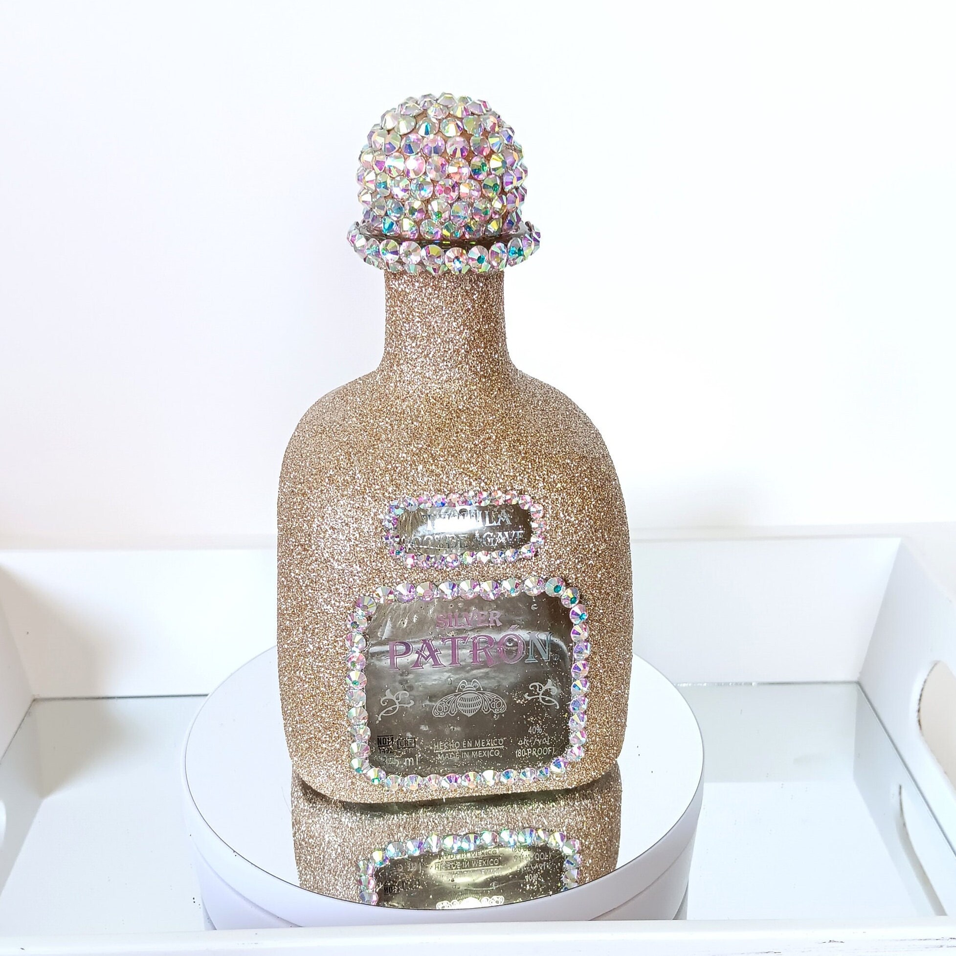 Gold Glitter Iridescent Crystal Rhinestone Bling Bedazzled Patron ...