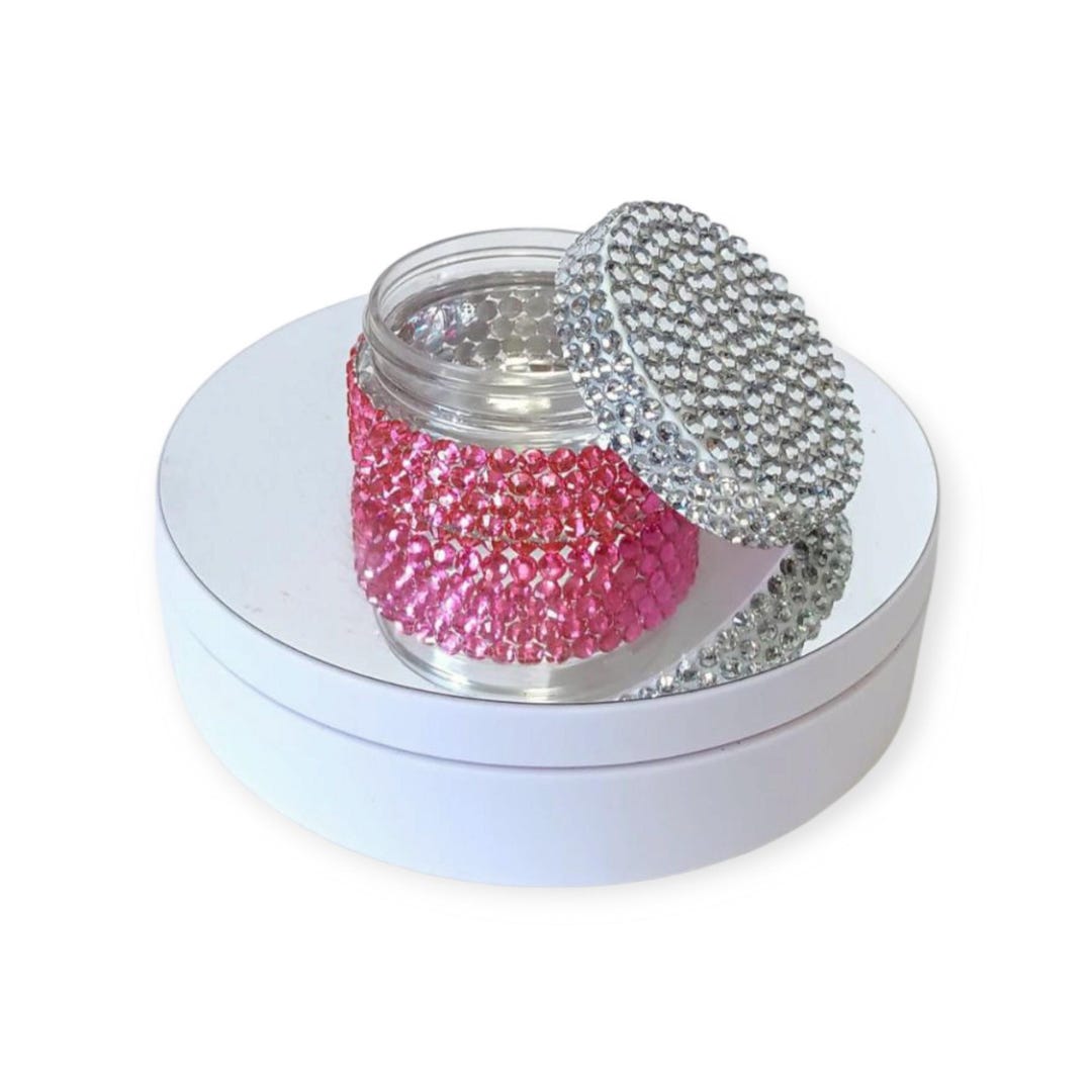 Pink and Silver Rhinestone Bling Bedazzled Cosmetic/pill Container 2 Oz ...
