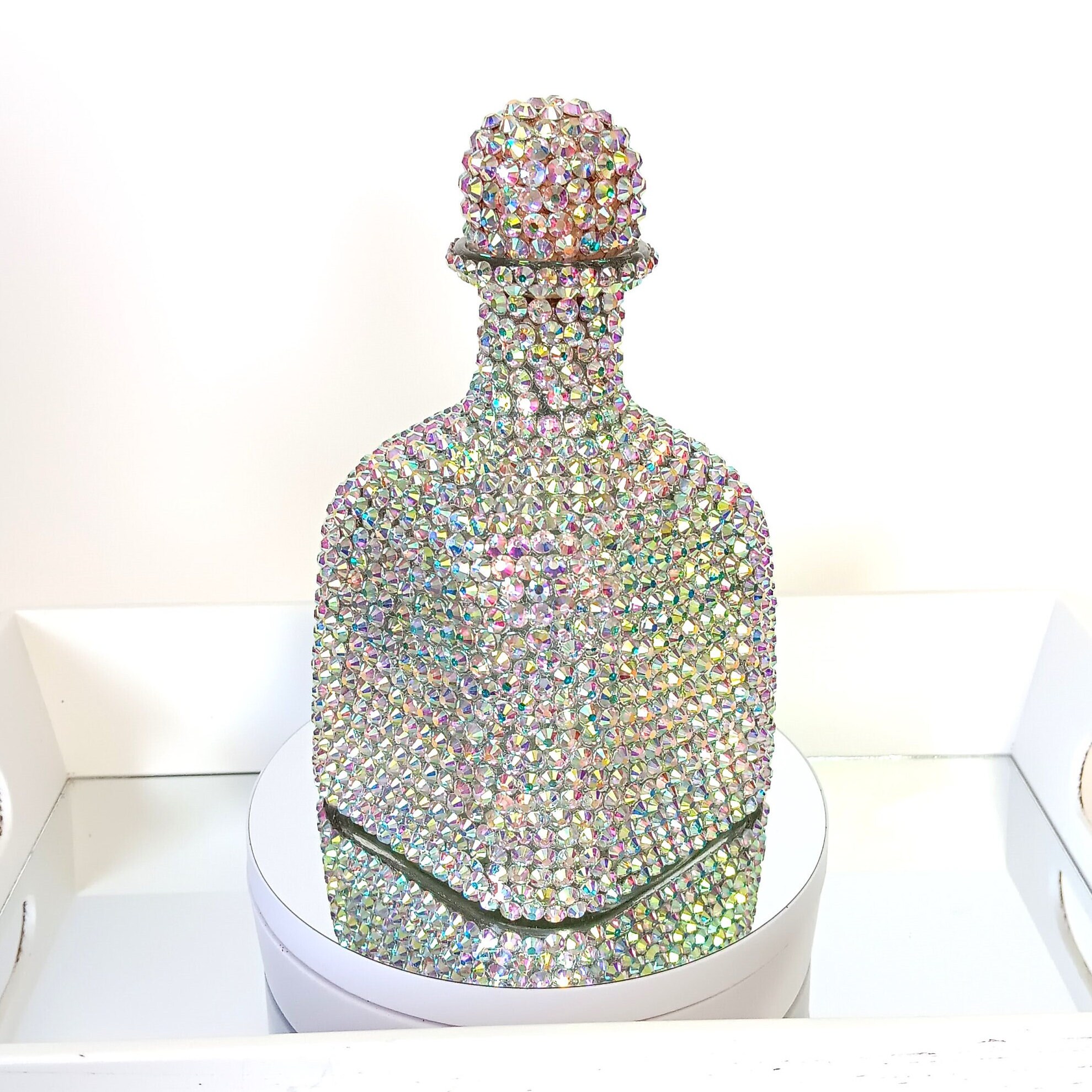 Iridescent Crystal Rhinestone Bling Bedazzled Patron Silver 375ml Empty ...