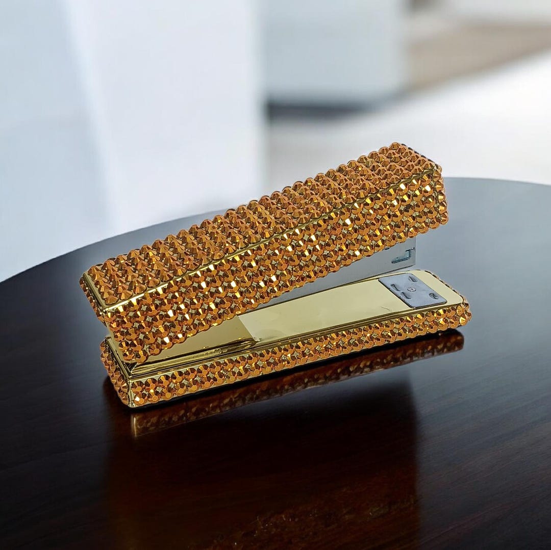 Gold Rhinestone Bling Bedazzled Gold Standard Stapler Desk/office ...