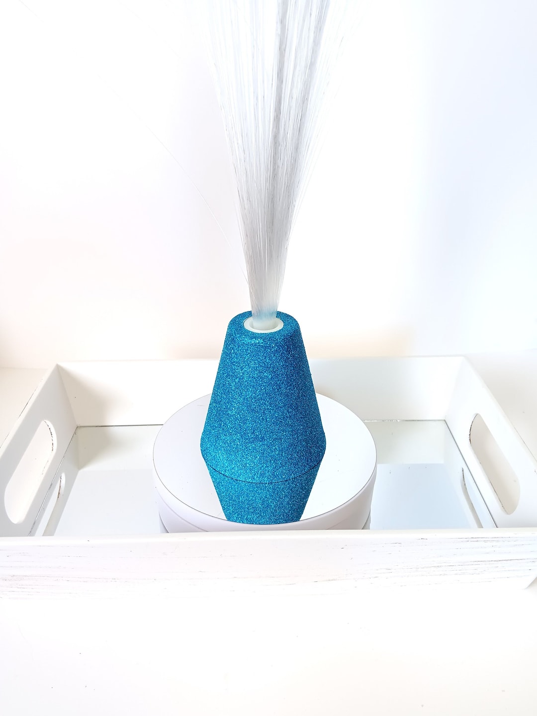 Aqua Glitter Bling Bedazzled LED Color Changing Fiber Optic Lamp - Etsy