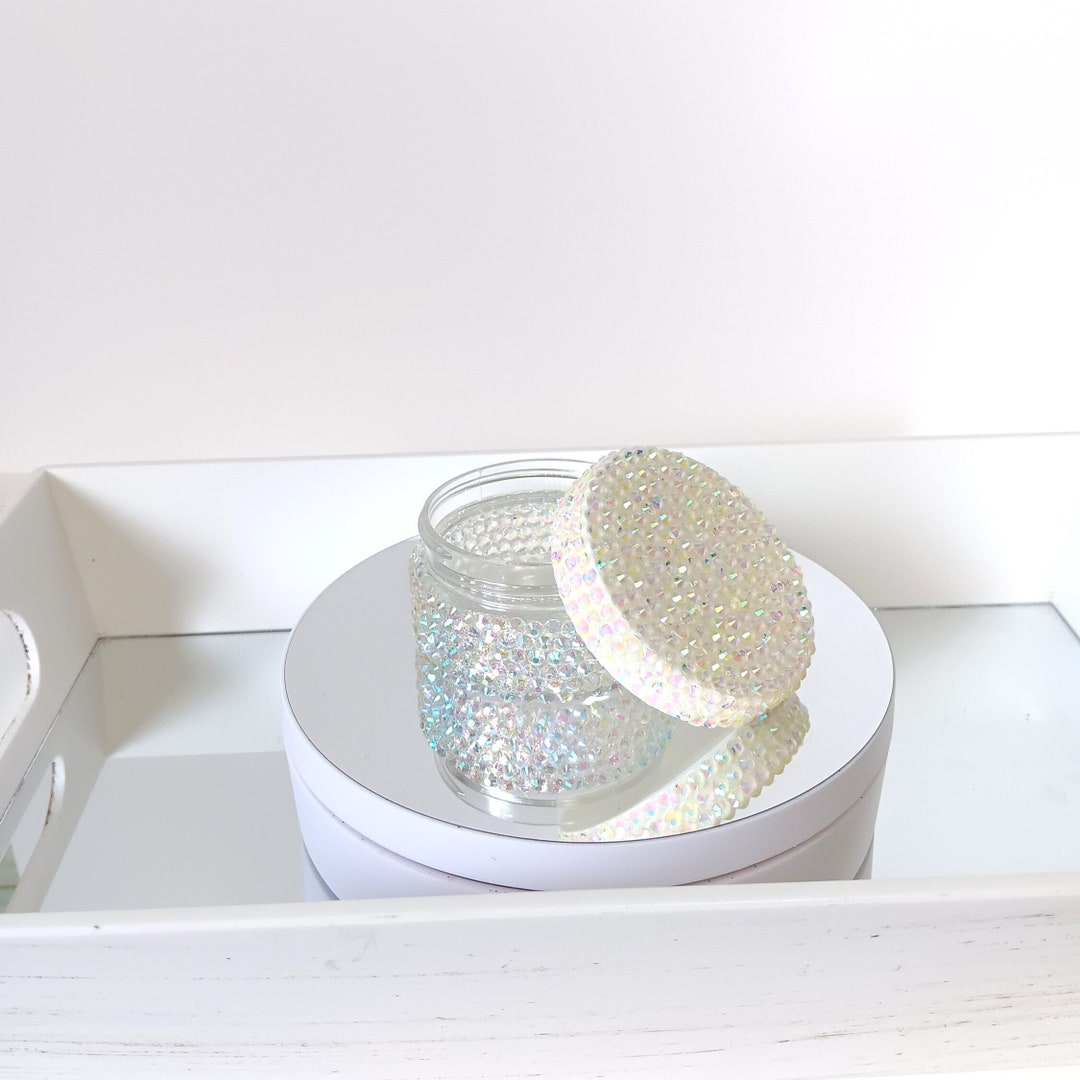 Iridescent Clear Acrylic Rhinestone Bling Bedazzled Cosmetic/pill ...